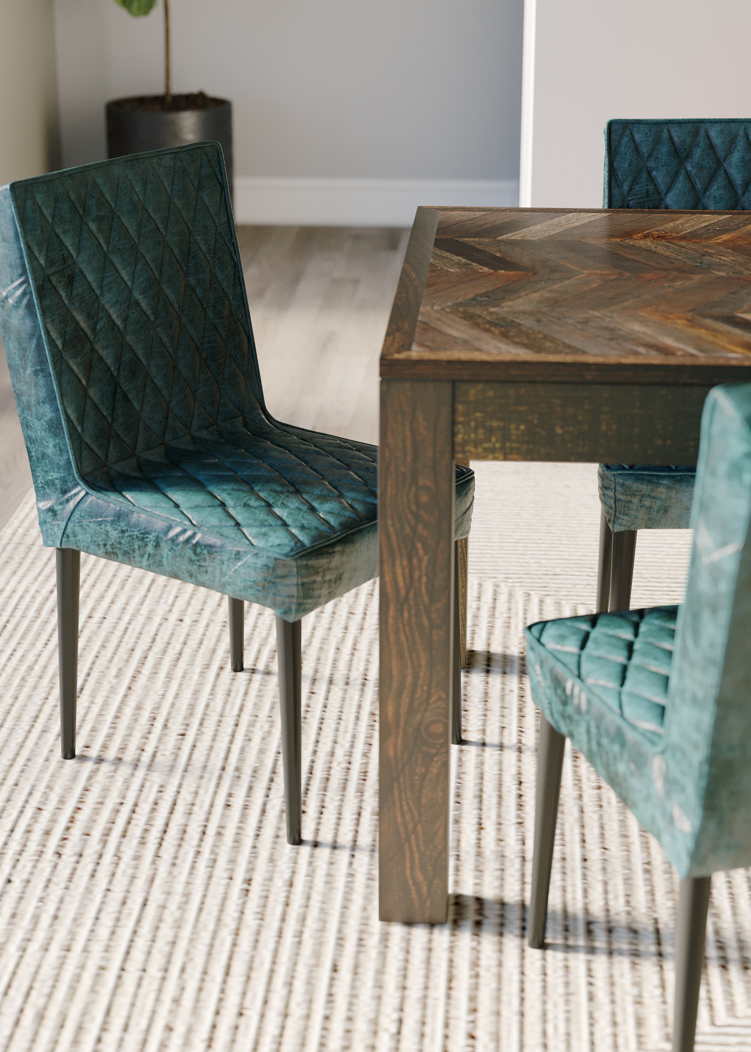 2 x Luxus Real Leather Chairs, Green Distressed.